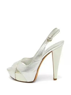 SERGIO ROSSI Slingback Platform Sandals - Silver