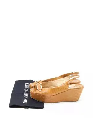 JIMMY CHOO Lizard-embossed Wedge Sandals