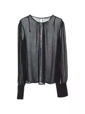 Elisabetta Franchi Long Sleeve Blouse With Slit Detail - Black