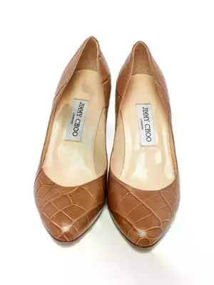 JIMMY CHOO Croc-embossed Leather Pumps
