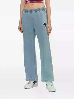 AAPE BY *A BATHING APE Heart Logo Embroidered Wide Leg Jeans - Blue