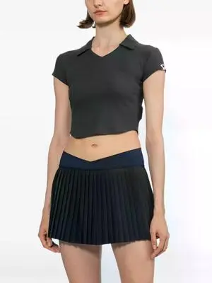 AAPE BY *A BATHING APE Charcoal Ribbed Knit Cropped Polo Shirt