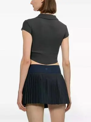 AAPE BY *A BATHING APE Charcoal Ribbed Knit Cropped Polo Shirt