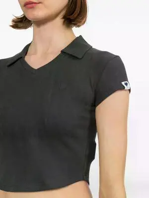 AAPE BY *A BATHING APE Charcoal Ribbed Knit Cropped Polo Shirt