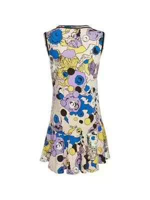 Kenzo Abstract Print Flounce Midi Dress - Neutrals