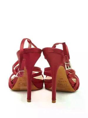 Dior Satin Strappy Slingback Sandals - Red