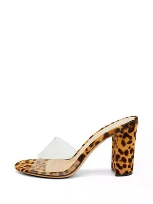GIANVITO ROSSI Leopard Print Block Heel Sandals - Neutrals