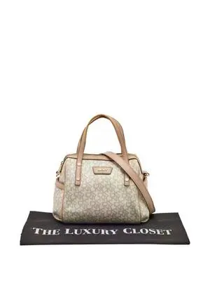 Mcm Monogram Pattern Leather Trimmed Tote Bag