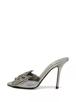 GINA Crystal-embellished Bow Stiletto Sandals - Silver
