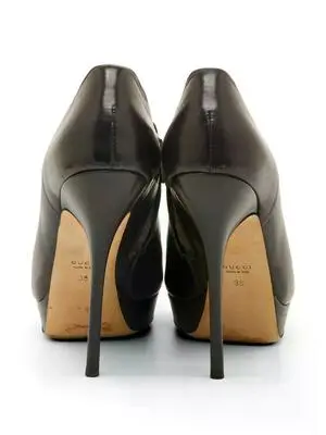 Gucci Leather Peep-toe Ankle Boots