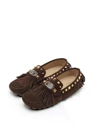 Valentino Garavani Rockstud Vlogo Loafers - Brown