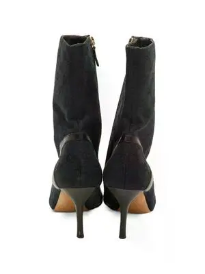 FERRAGAMO Gg Canvas Pointed Toe Ankle Boots