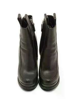Fendi Leather Ankle Boots With Sculptural Heel