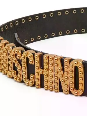 Moschino Studded Logo Buckle Belt