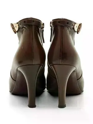 Gucci Buckled Leather Ankle Boots - Brown