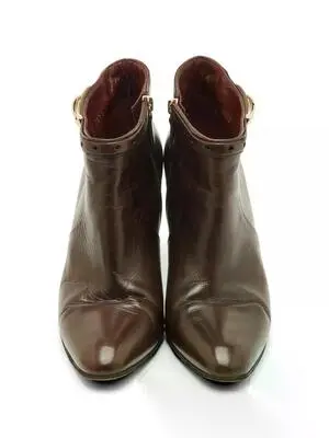 Gucci Buckled Leather Ankle Boots - Brown