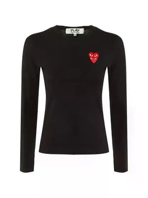 Comme Des Garçons Heart-patch Crew Neck Sweater - Black