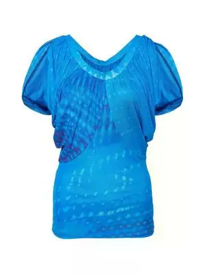 Roberto Cavalli Abstract Print Draped Sleeve Top