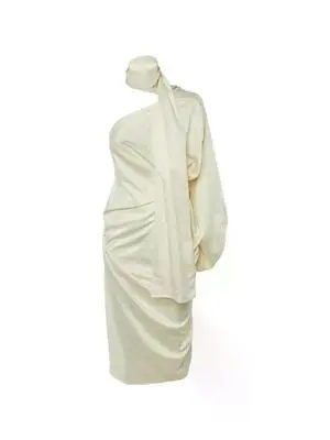 Solace London One-shoulder Satin Dress - Neutrals