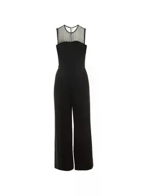 Max Mara Sleeveless Wide-leg Jumpsuit With Sheer Mesh Yoke