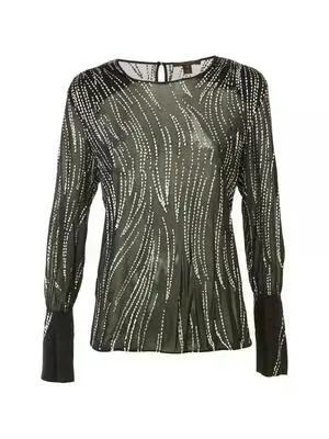 LOUIS VUITTON Glitter Print Sheer Long Sleeve Top