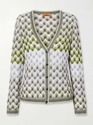 Missoni Striped Metallic Crochet-knit Cardigan - Multi