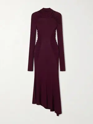 Victoria Beckham Gathered Crepe Maxi Dress - Burgundy