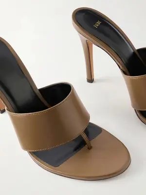 JUDE Leather Stiletto Thong Sandals - Brown