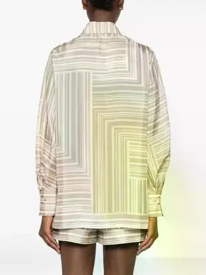 JOSEPH Atlan Silk Shirt With Geometric Print - Grey