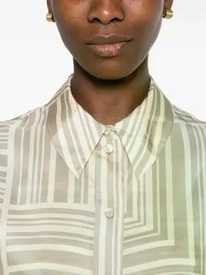JOSEPH Atlan Silk Shirt With Geometric Print - Grey