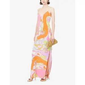 Emilio Pucci Graphic Print Silk Maxi Dress - Multicolor