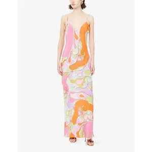 Emilio Pucci Graphic Print Silk Maxi Dress - Multicolor