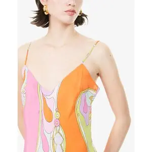 Emilio Pucci Graphic Print Silk Maxi Dress - Multicolor