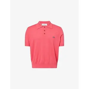 VIVIENNE WESTWOOD Mark Orb-embroidered Cotton And Cashmere-blend Polo Top - Raspberry