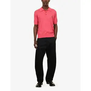 VIVIENNE WESTWOOD Mark Orb-embroidered Cotton And Cashmere-blend Polo Top - Raspberry