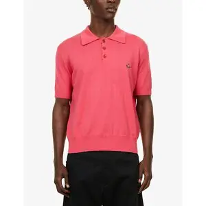 VIVIENNE WESTWOOD Mark Orb-embroidered Cotton And Cashmere-blend Polo Top - Raspberry