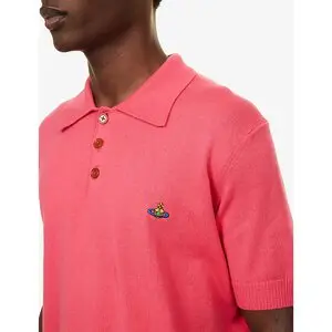 VIVIENNE WESTWOOD Mark Orb-embroidered Cotton And Cashmere-blend Polo Top - Raspberry