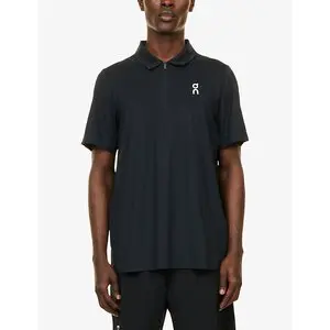 On Court Quarter-zip Stretch-woven Polo Top - Black