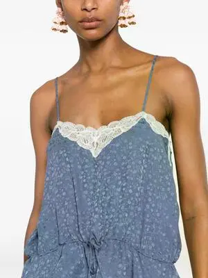 Chloé Lace-trimmed Floral-jacquard Camisole Top
