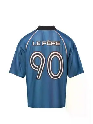 LE PERE Striped Polo Shirt - Blue