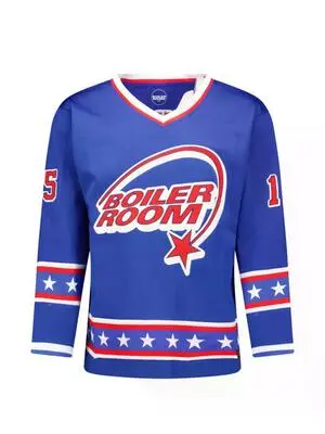 BOILER ROOM Hockey Logo-print V-neck Jersey - Blue