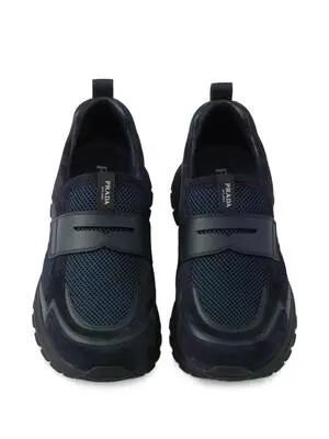 Prada Prax Mesh And Leather Loafers - Blue