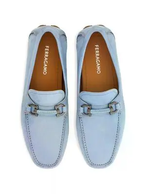 FERRAGAMO Gancini Ornament Driver Loafers - Blue