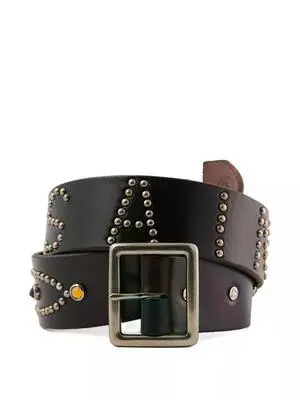 SAINT MXXXXXX Embellished Studded Leather Belt - Black