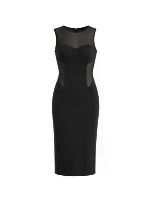 Patrizia Pepe Corset-style Mesh Panel Dress - Black