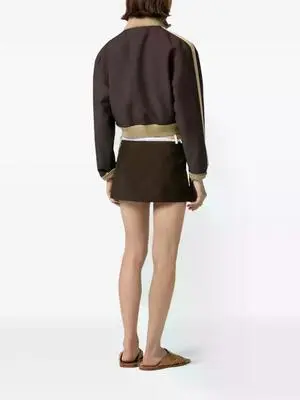 Miu Miu Kid Mohair Cropped Blouson Jacket With Racing Stripes