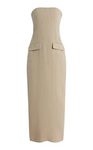 TOTEME Tailored Linen Strapless Maxi Dress - Neutral