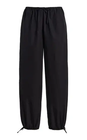 TOTEME Tie-detailed Organic Cotton Pants - Black