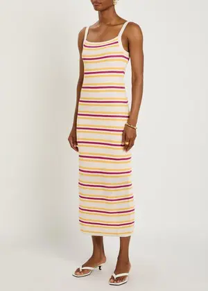 Simkhai Connelly Striped Open-knit Midi Dress