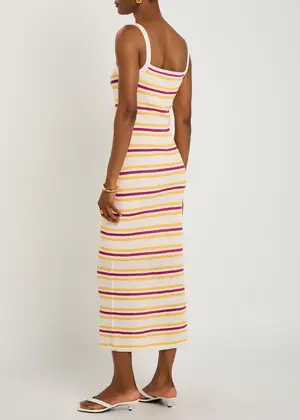 Simkhai Connelly Striped Open-knit Midi Dress